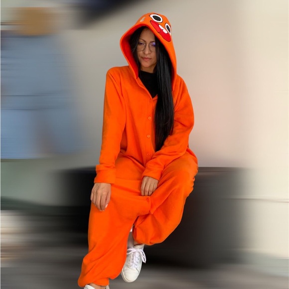kigus | Jackets & Coats | Darwin Orange Cartoon Face Pajama The Word ...
